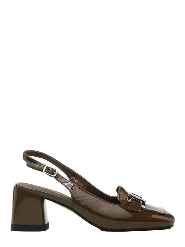 LINDA BAUMANN Patent-finish Slingback Pumps - Brown