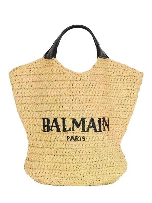 Balmain Mini Crochet Tote - Neutrals