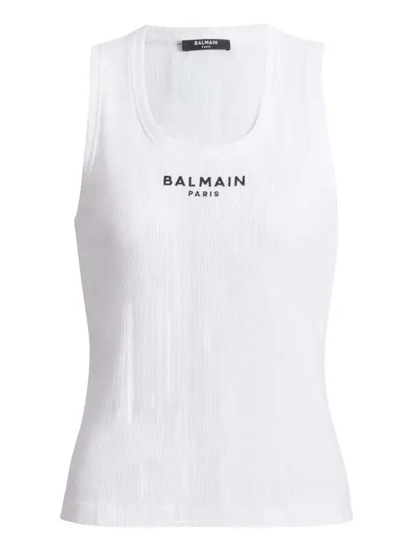 Balmain Paris Embroidered Vest Top - White