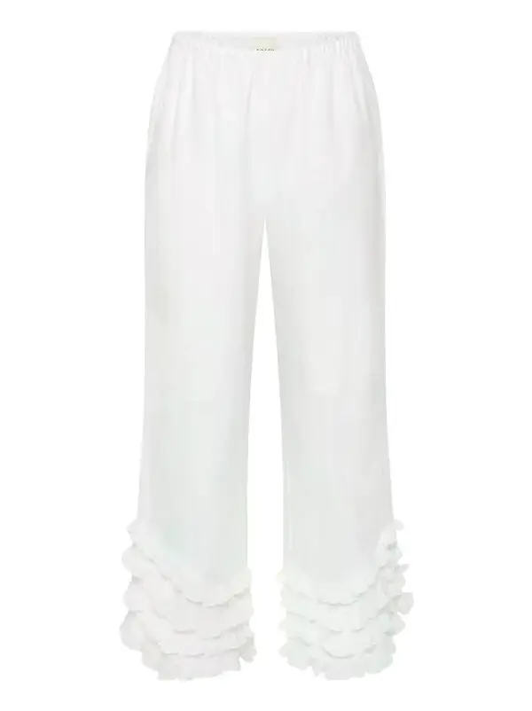 Posse Florence Ruffled Trousers - White