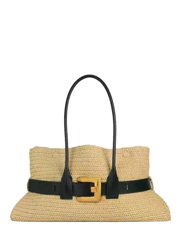 Balmain Large Anthem Crochet And Leather Bag - Neutrals