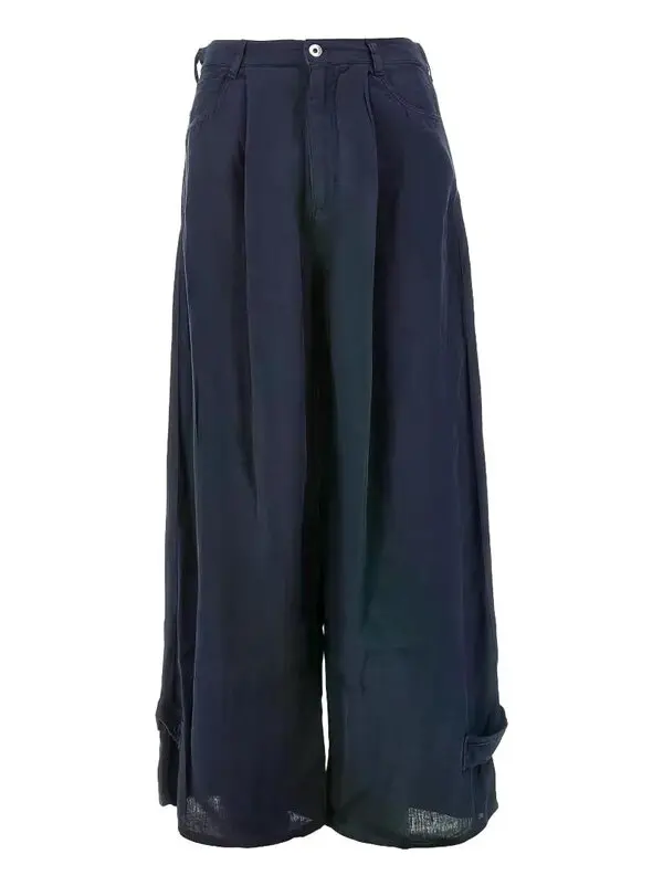 Emporio Armani Pleated Linen Trousers - Blue