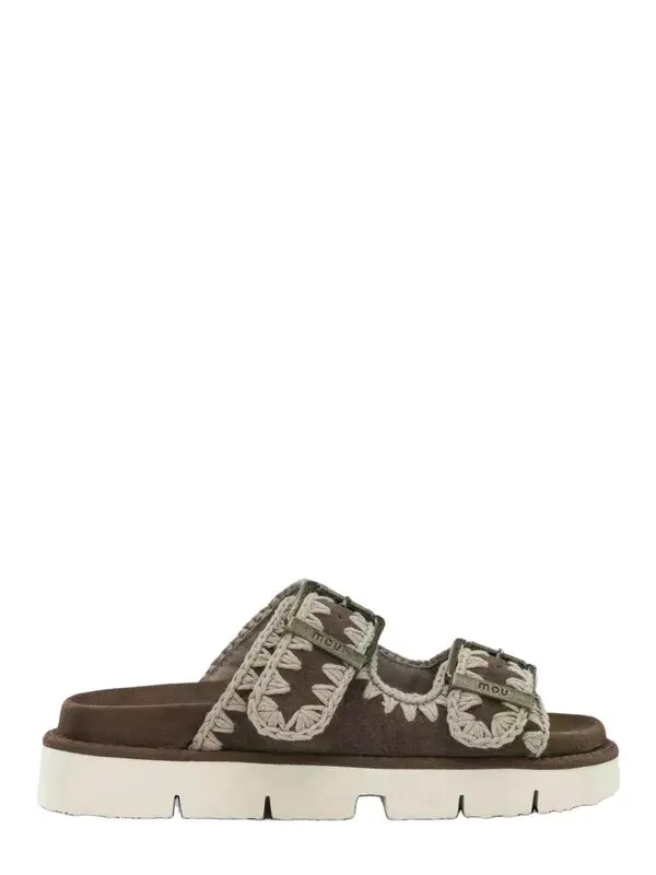 Mou Crochet-trim Buckle-fastening Sandals - Brown