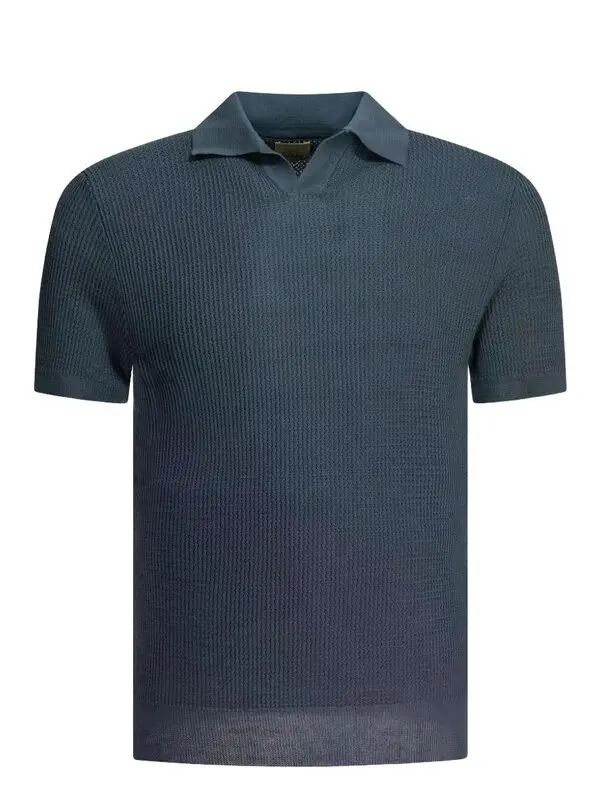 RAKKI Open-knit Polo Shirt - Blue