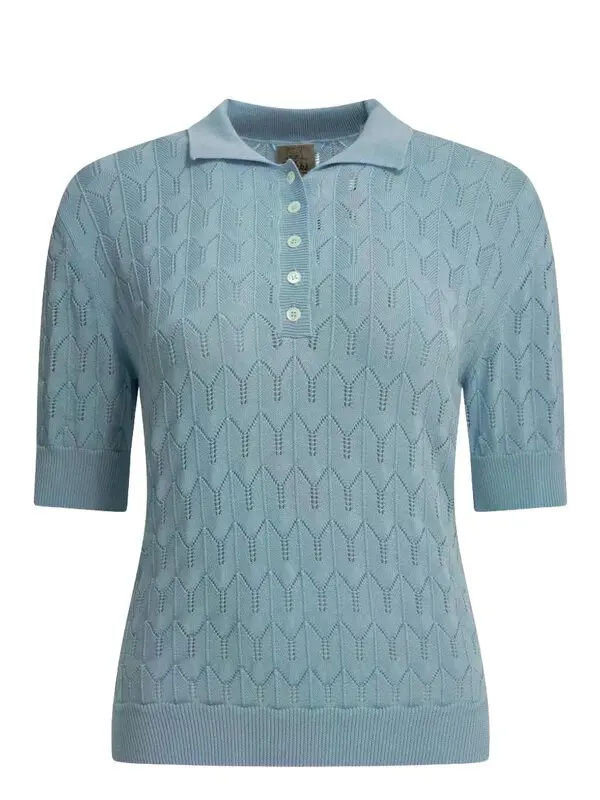 RAKKI California Pointelle-knit Polo Top - Blue