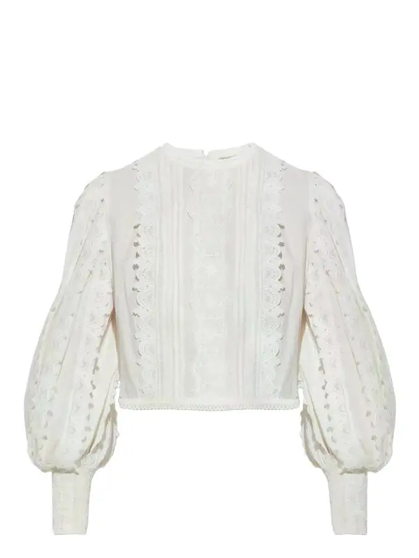 ALLSAINTS Hart Balloon-sleeve Lace Top - White