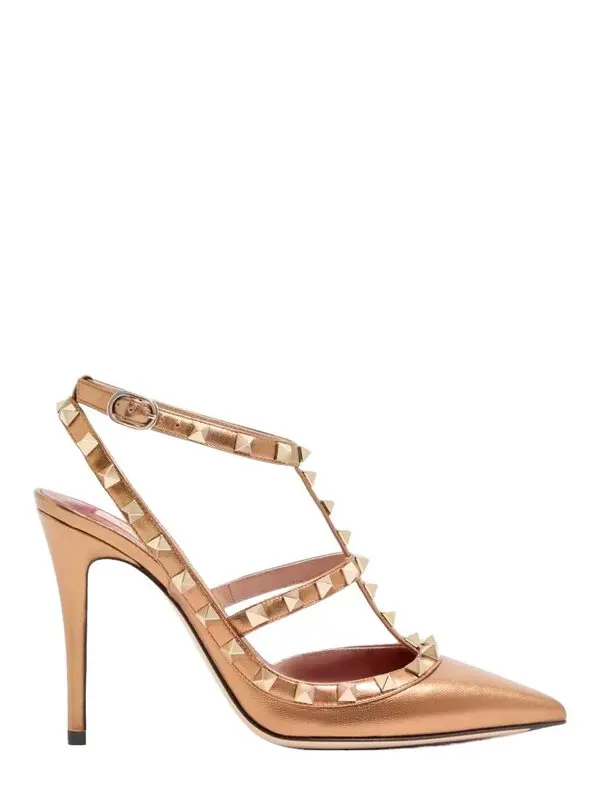 Valentino Garavani Rockstud 100mm Nappa Leather Pumps - Gold