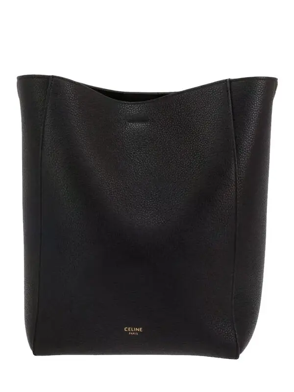 Celine Sac Sangle Grained Leather Handbag - Black