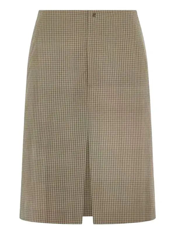 6397 Check-pattern A-line Skirt - Brown