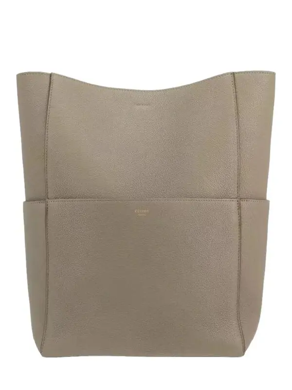 Celine 2010s Sac Sangle Grained Shoulder Bag - Neutrals
