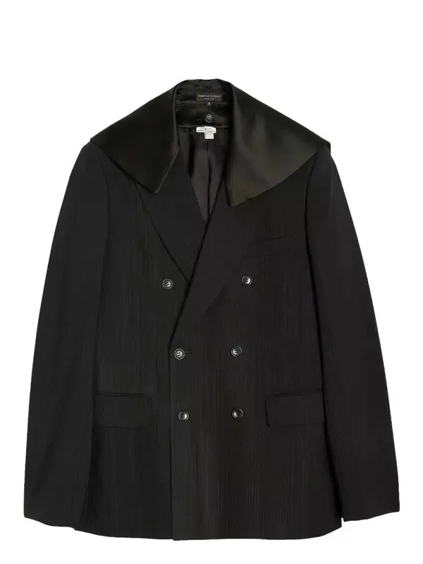Comme Des Garçons Double-breasted Pinstripe Jacket - Black