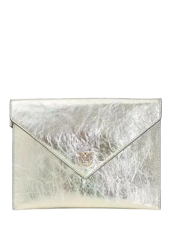 Pinko Metallic-effect Leather Clutch - Gold