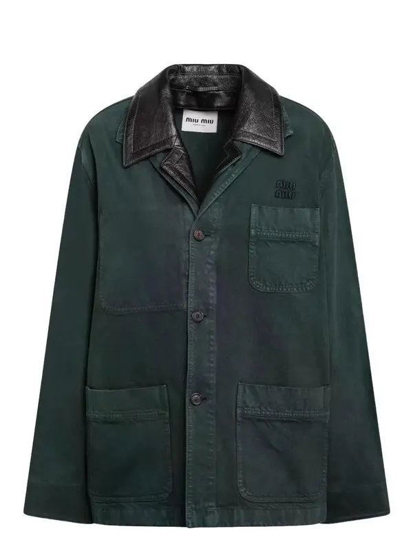 Miu Miu Single-breasted Logo-embroidered Jacket - Green