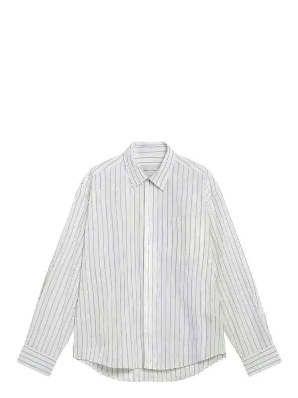 Ami Striped Button-down Boxy-fit Shirt - White
