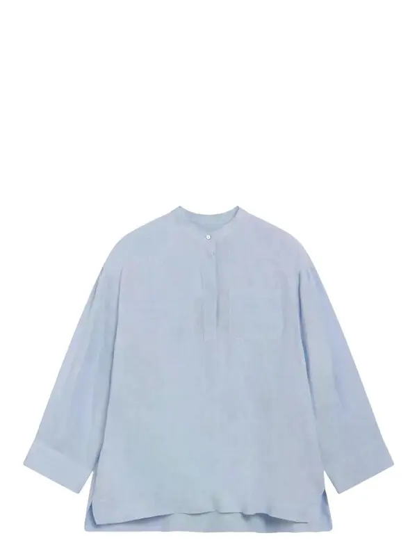 Max Mara Patch-pocket Linen Polo Top - Blue