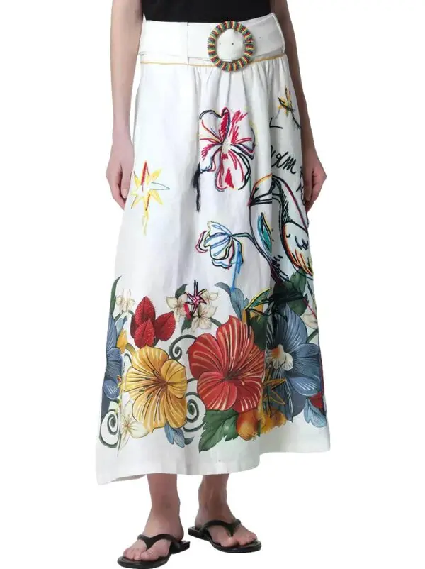 Farm Rio Floral-print Maxi Skirt - White