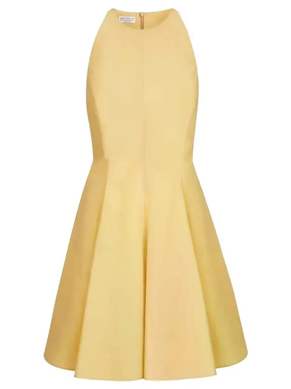 Brunello Cucinelli Techno Cotton Poplin Mini Dress - Yellow
