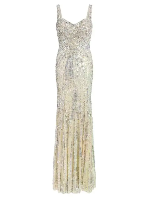 Jenny Packham Sequin-embellished Maxi Dress - Neutrals