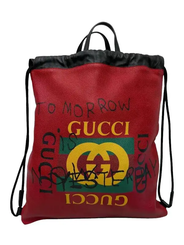 Gucci Web Logo-print Drawstring Backpack - Red