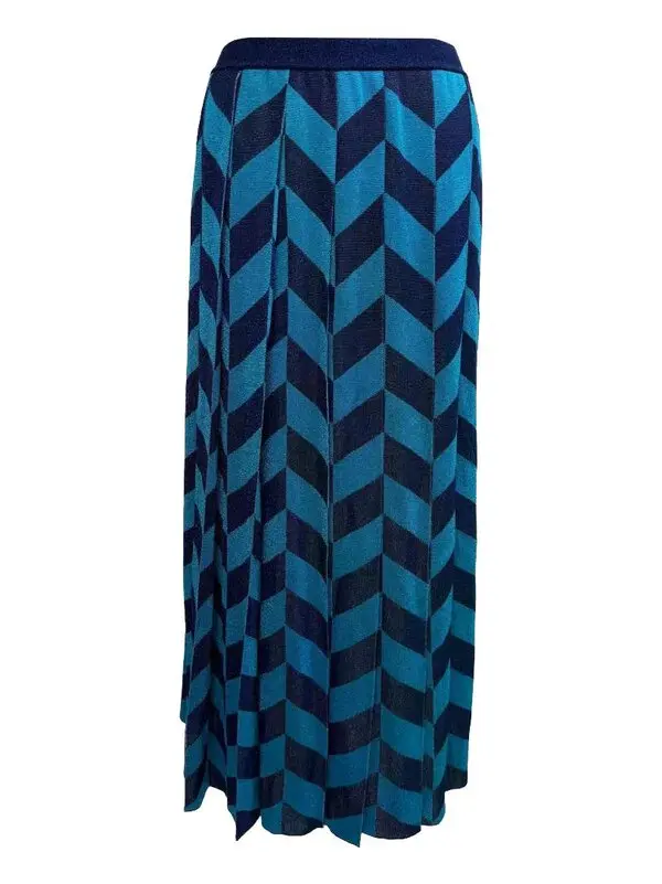 Gucci Pleated Chevron-print Skirt - Blue