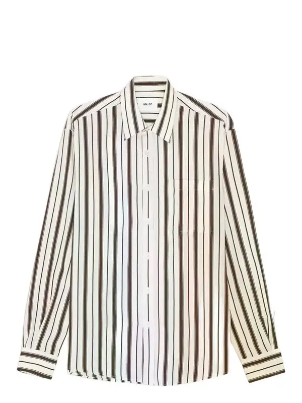 Nn07 Deon Striped Chest-pocket Shirt - Neutrals