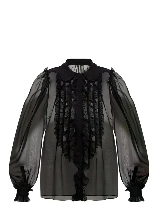 Dolce & Gabbana Ruffled Sheer Blouse - Black