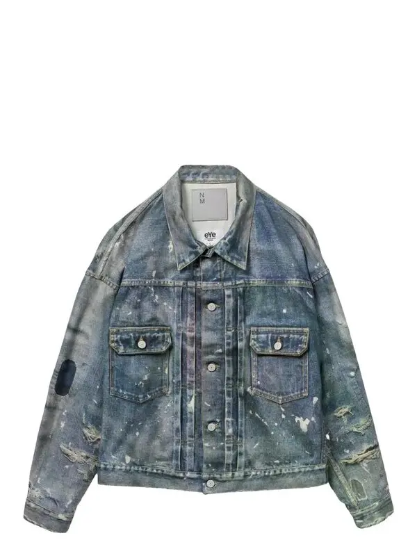 Junya Watanabe Paint-splash Denim Jacket - Blue