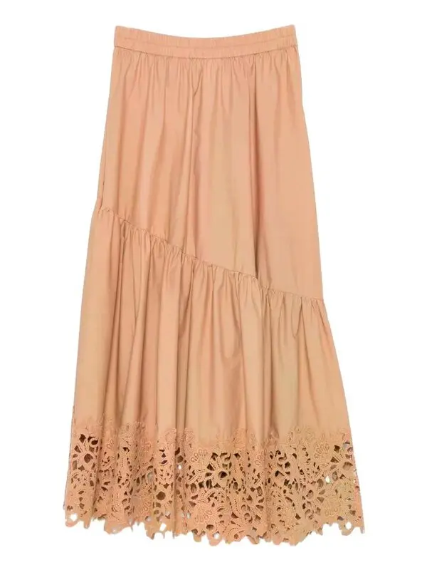 TWINSET Ruffled Midi Skirt - Brown