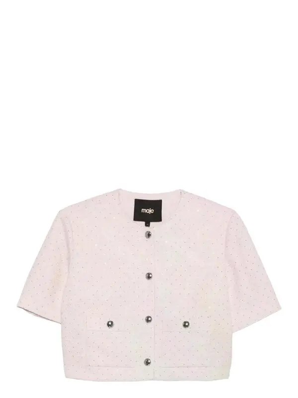 Maje Sequin-embellished Cropped Jacket - Pink
