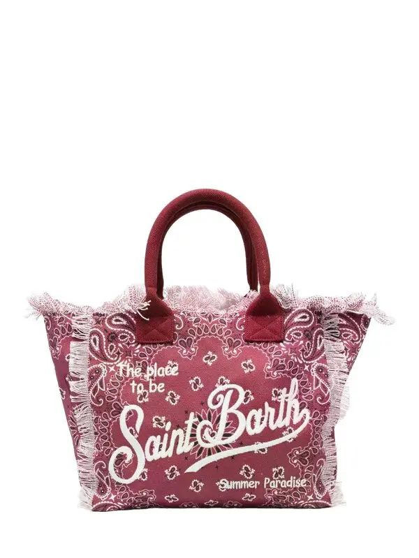 MC2 SAINT BARTH Bandana-print Frayed Shoulder Bag - Red