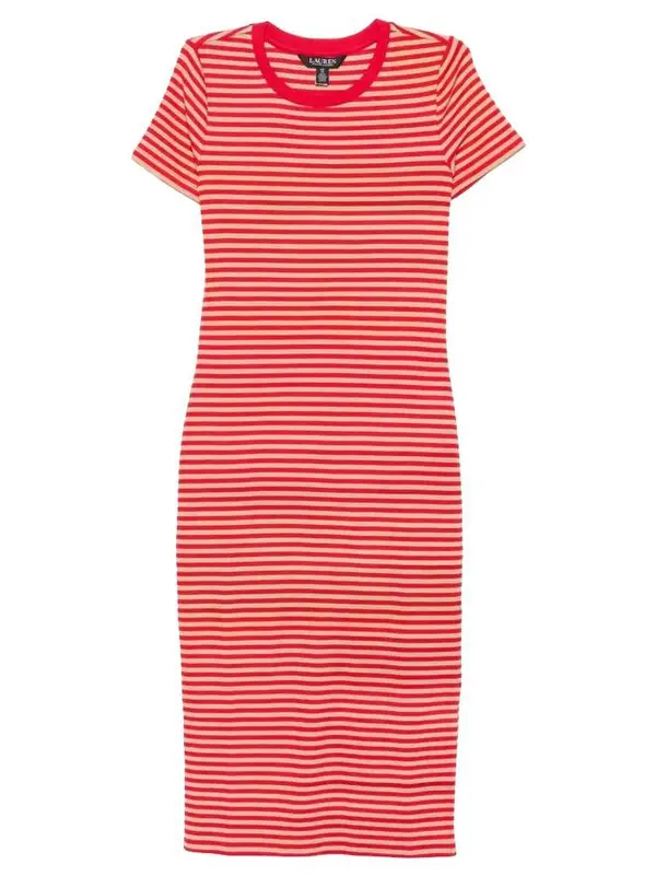 Ralph Lauren Seferah Striped Ribbed-knit Dress - Red