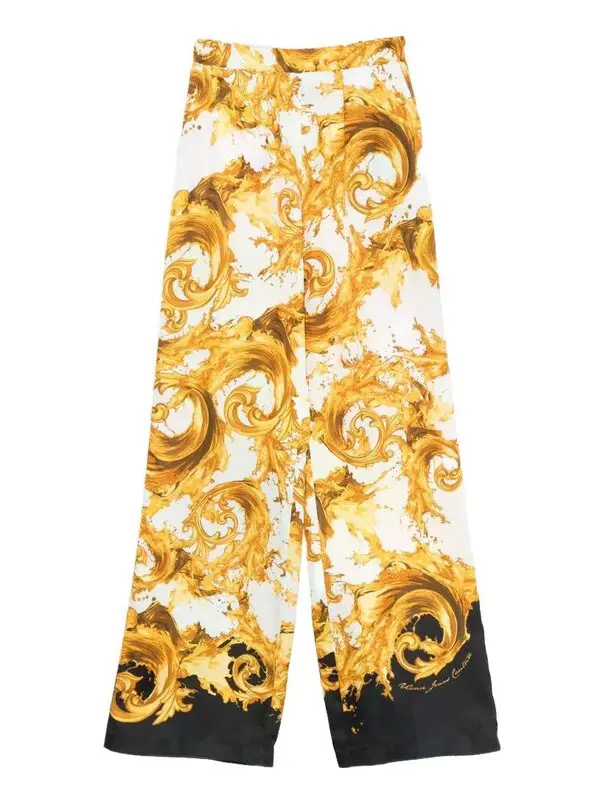 Versace Barocco-print Wide-leg Trousers - White
