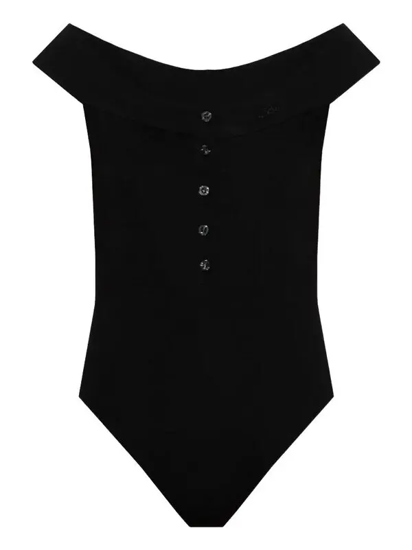 GESTUZ Off-shoulder Bodysuit - Black