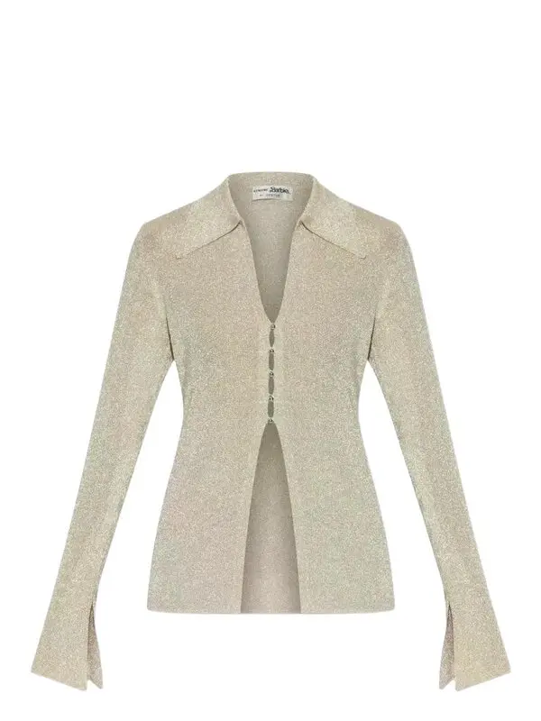 GESTUZ Metallic-effect Split-cuff Top - Gold