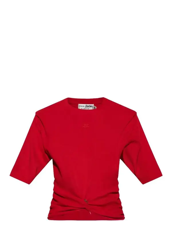 GESTUZ Twist-detail T-shirt - Red