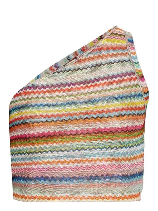 Missoni Zigzag-knit One-shoulder Top - Blue