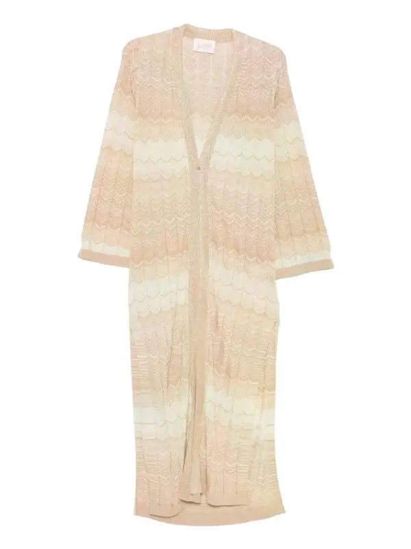 MC2 SAINT BARTH Chevron-knit Lurex Cardigan - Neutrals