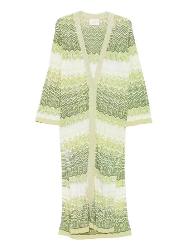 MC2 SAINT BARTH Tonia Chevron-knit Metallic Cardigan - Green