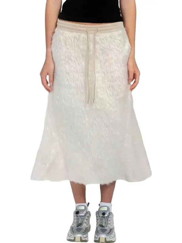 OPEN YY Faux-fur Midi Skirt - Neutrals