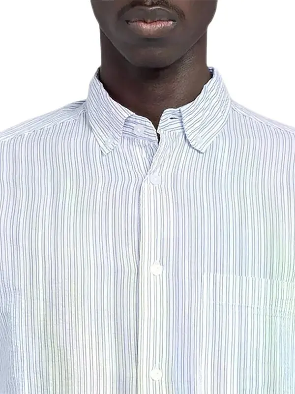 MINIMUM Colt Striped Seersucker Shirt - Blue