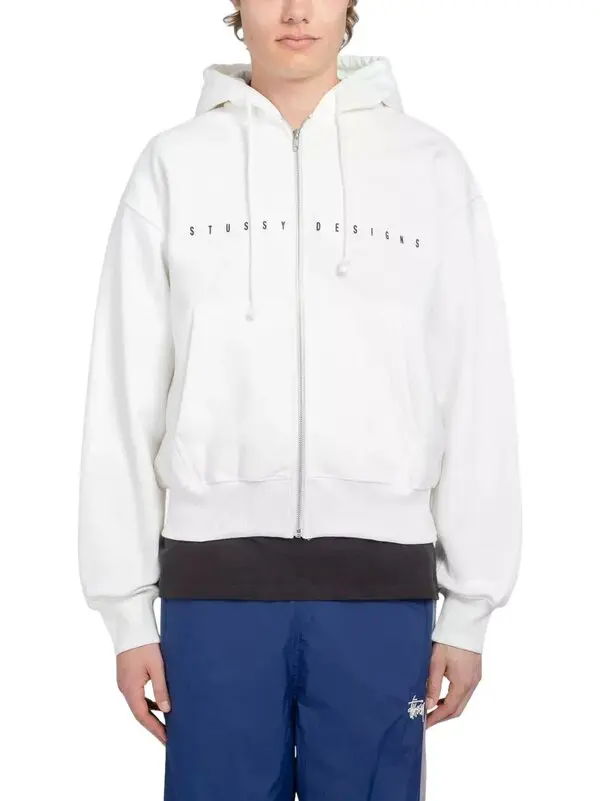 StÜssy Box Logo Zip-up Hoodie - White