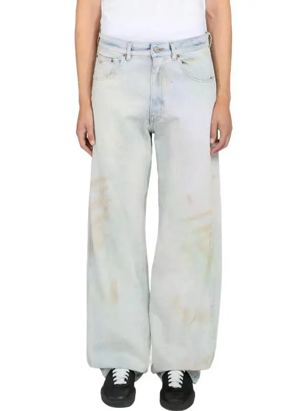MAISON MARGIELA Whiskered Wide-leg Jeans - Blue