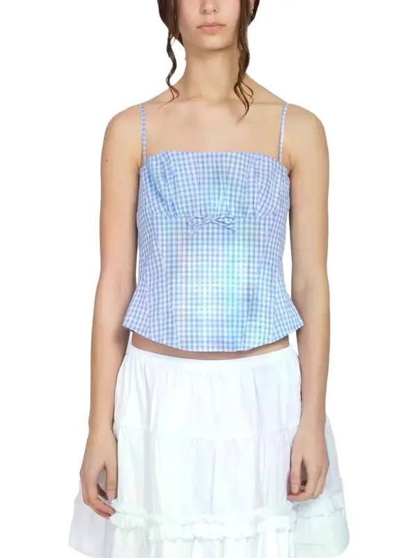 Sandy Liang Hotaru Gingham-check Top - Blue