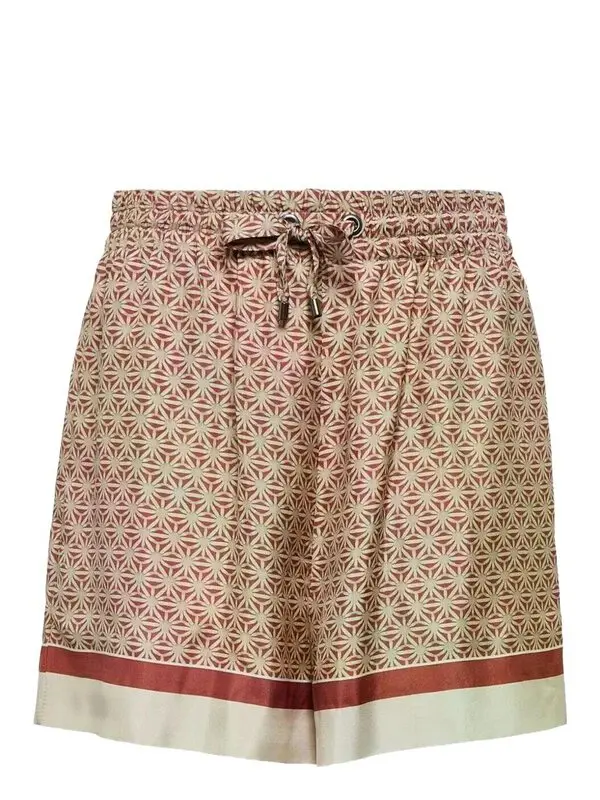 Brunello Cucinelli Patterned Silk Shorts - Red