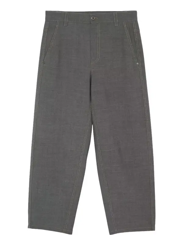 Brunello Cucinelli Contrast-stitch Cropped Trousers - Grey