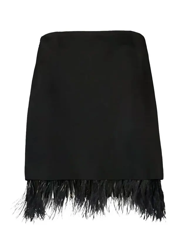 Brunello Cucinelli Mini Skirt With Feather Trim - Black