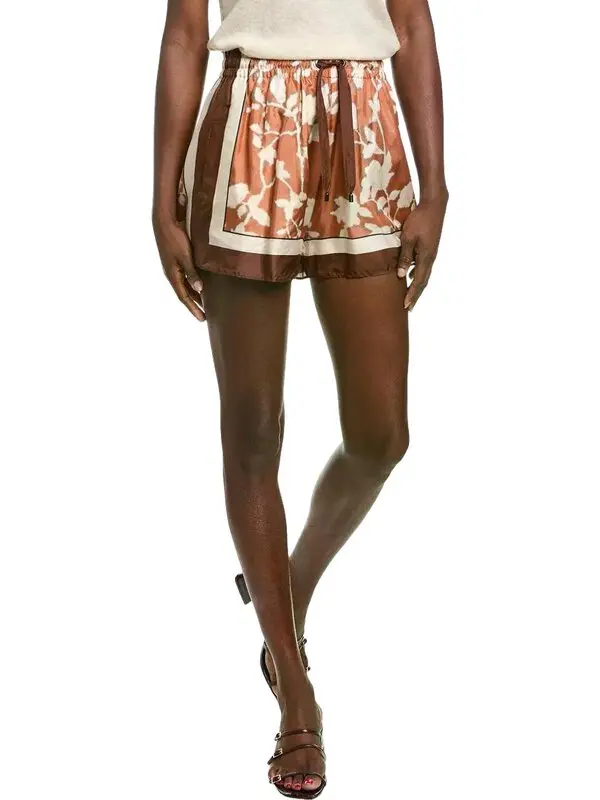 Brunello Cucinelli Floral-print Drawstring Shorts - Orange