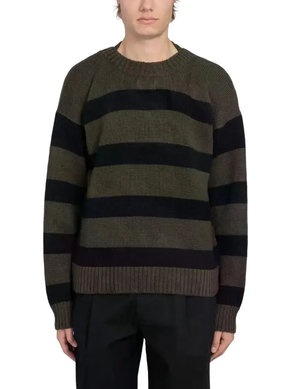MARGARET HOWELL Striped Crew-neck Sweater - Green