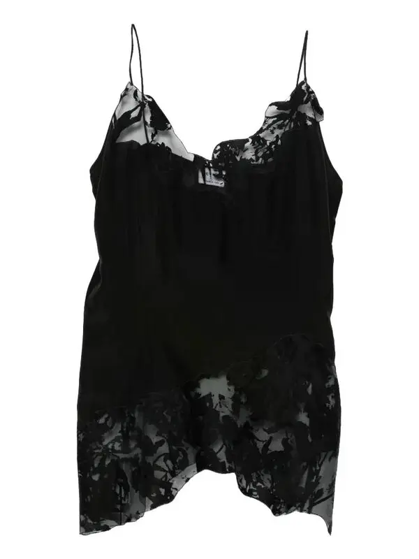 Alexander McQueen Lace-trimmed Silk Blouse - Black