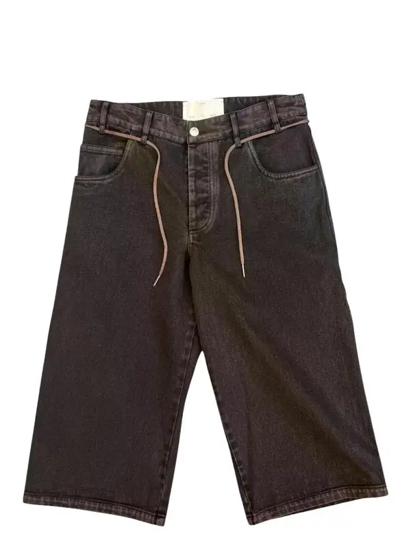 SONG FOR THE MUTE Fade-effect Denim Shorts - Black